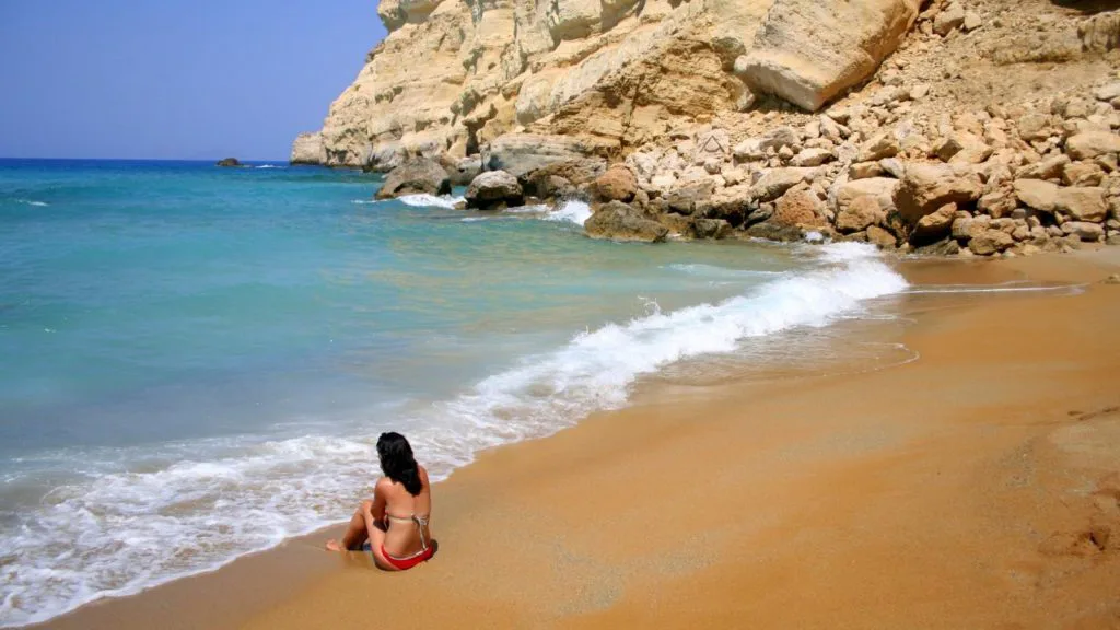 Topless Woman At Red Beach Crete Greece Pop Listicle